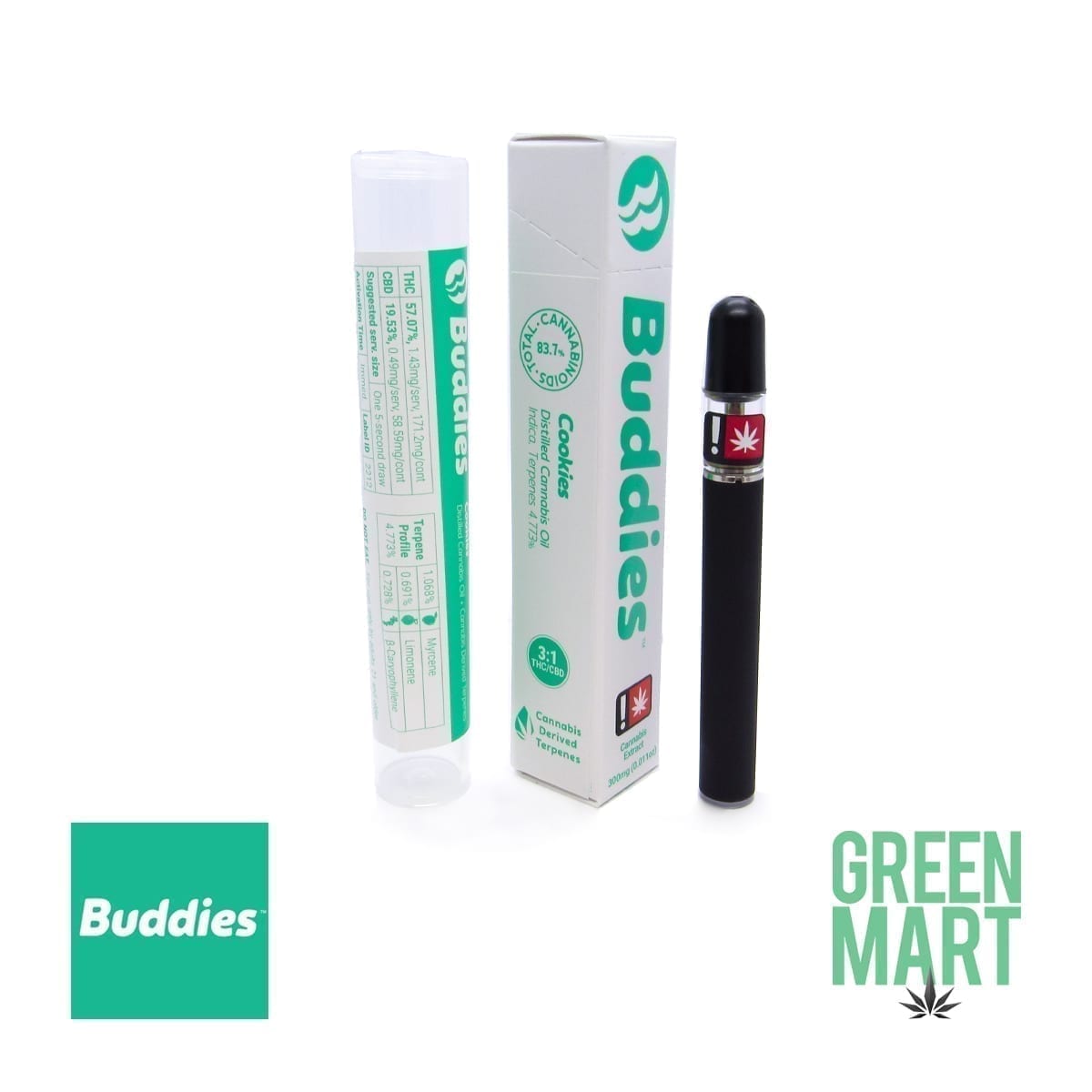 Buddies Brand Disposable Vape - Cookies *HIGH CBD* | Green Mart Beaverton